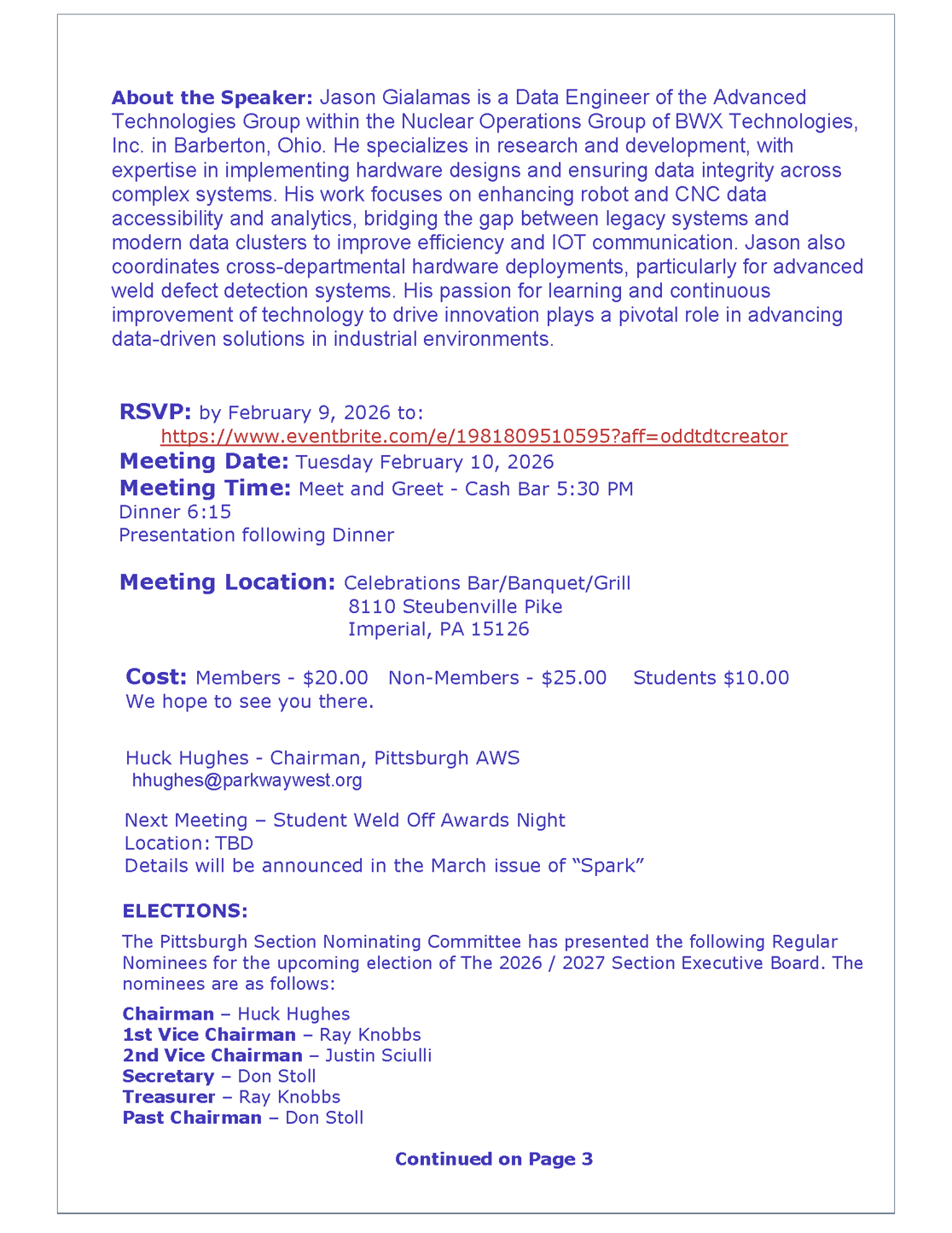 AWS February Technical Meeting on Feb 10! - AWS Pittsburgh Section